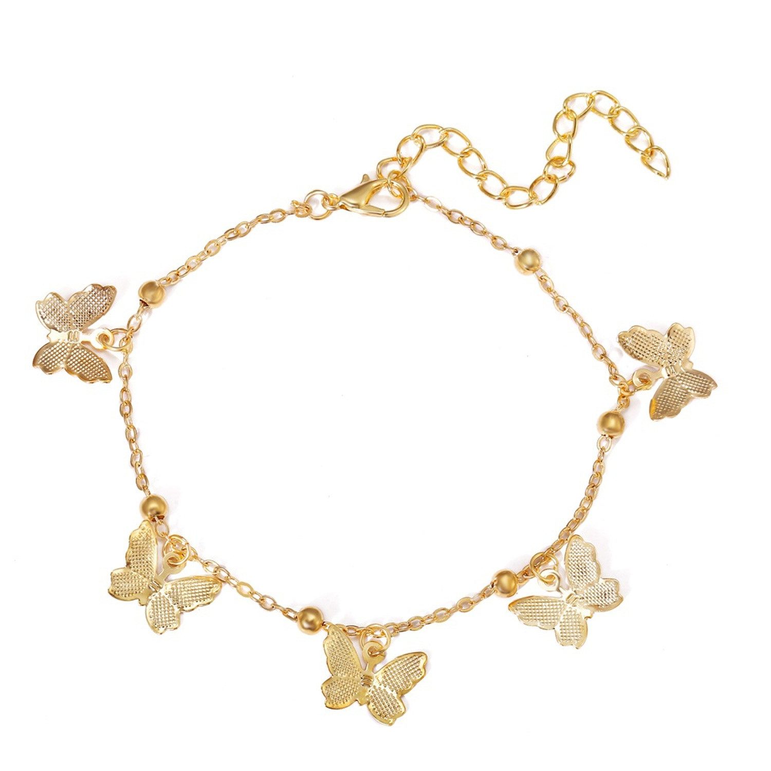 KARMA Fußkette mit Anhänger Fußkettchen Glasperlen bunt Gold 21 cm ...