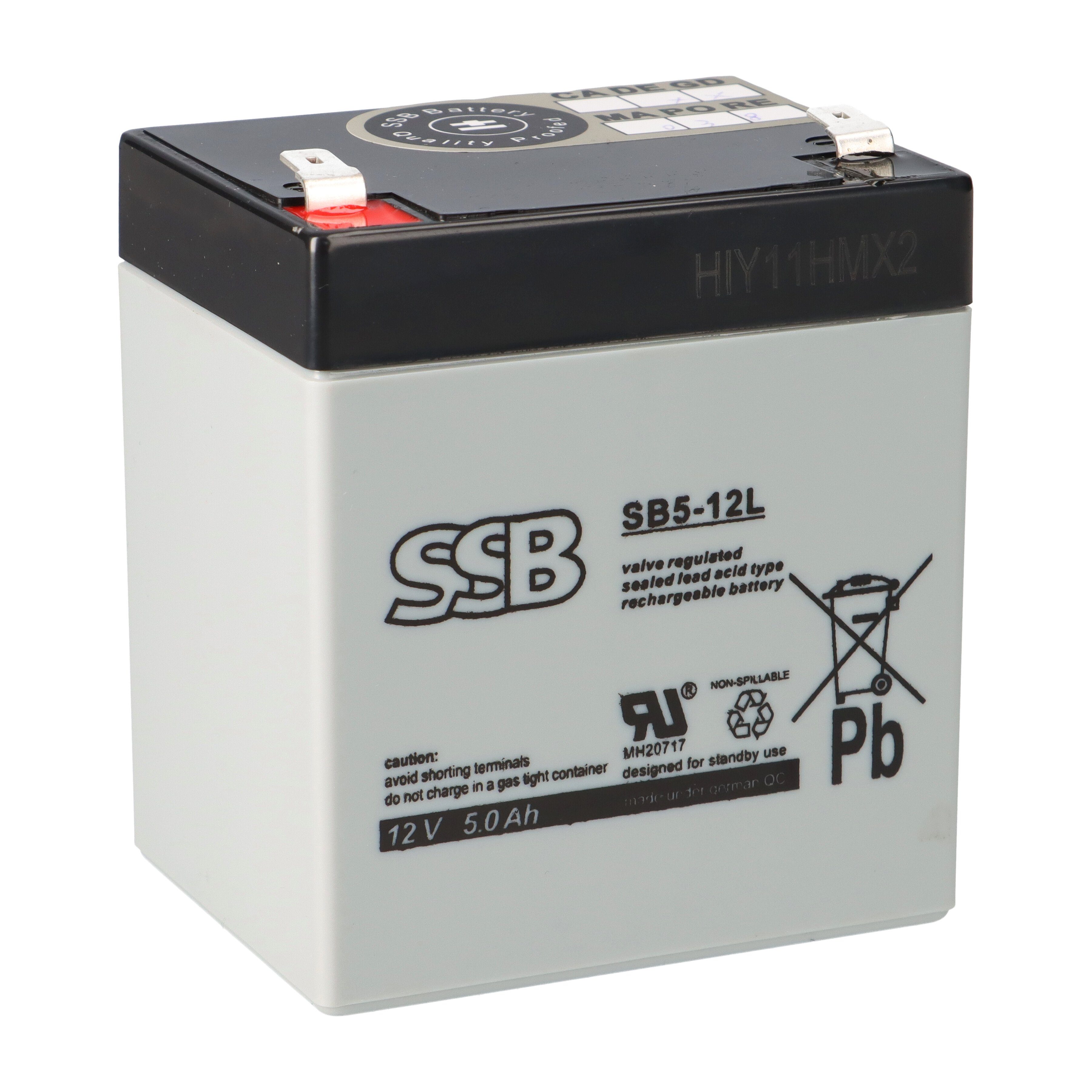 SSB Battery SSB Blei Akku SB 5-12L AGM Batterie 6,3mm Faston- 12V 5Ah Bleiakkus