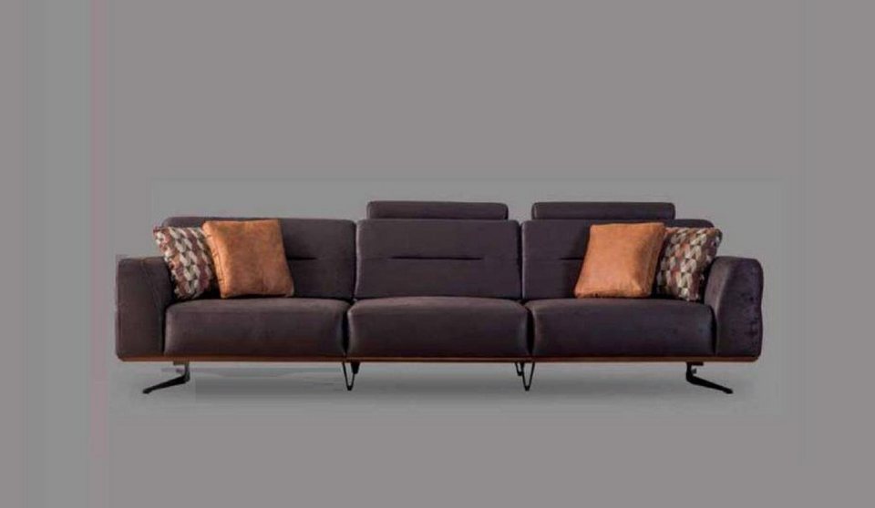 Jvmoebel Sofa Dreisitzer Sofa 4 Sitzer Sofas Grau Kunstleder Wohnzimmer