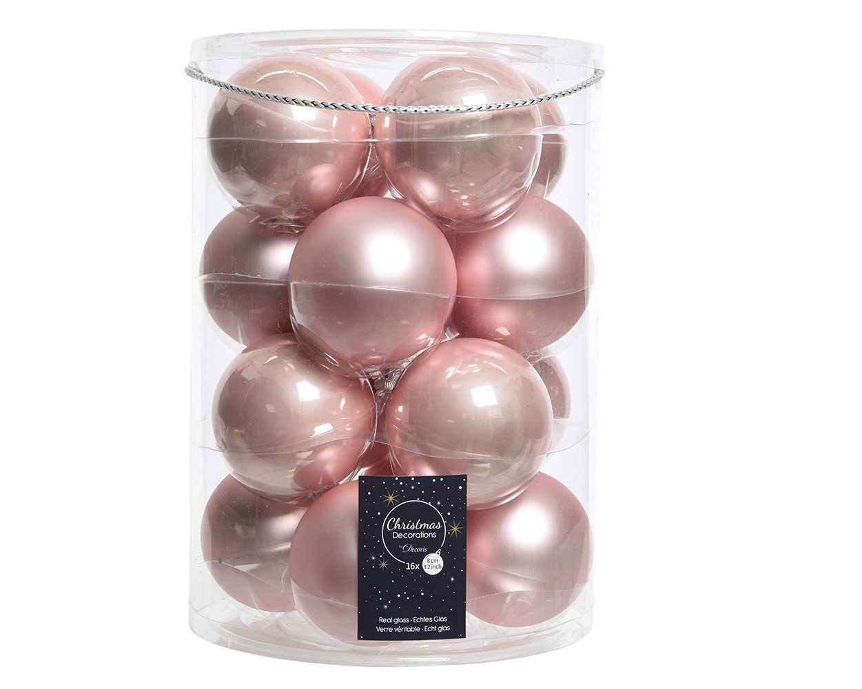 Kaemingk Weihnachtsbaumkugel, Weihnachtskugeln Glas 8cm 16 Stück - Rosa