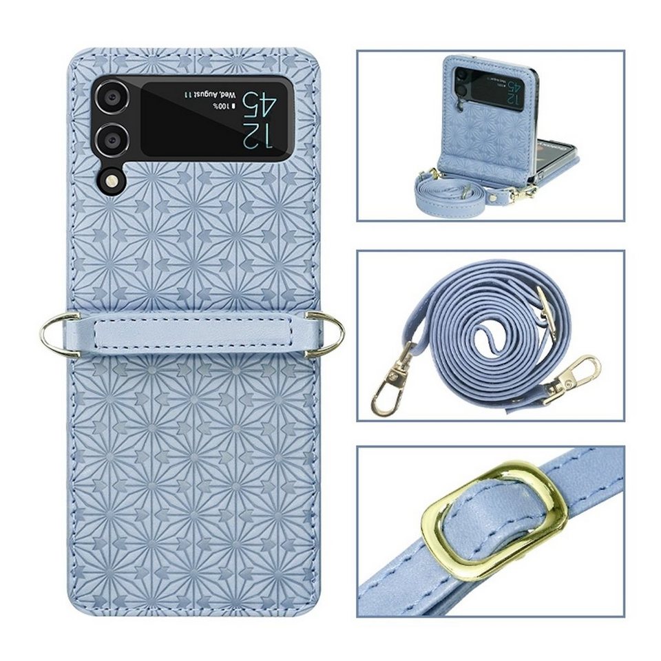 Wigento Handyhülle Für Samsung Galaxy Z Flip4 5g Kunstleder Geprägt