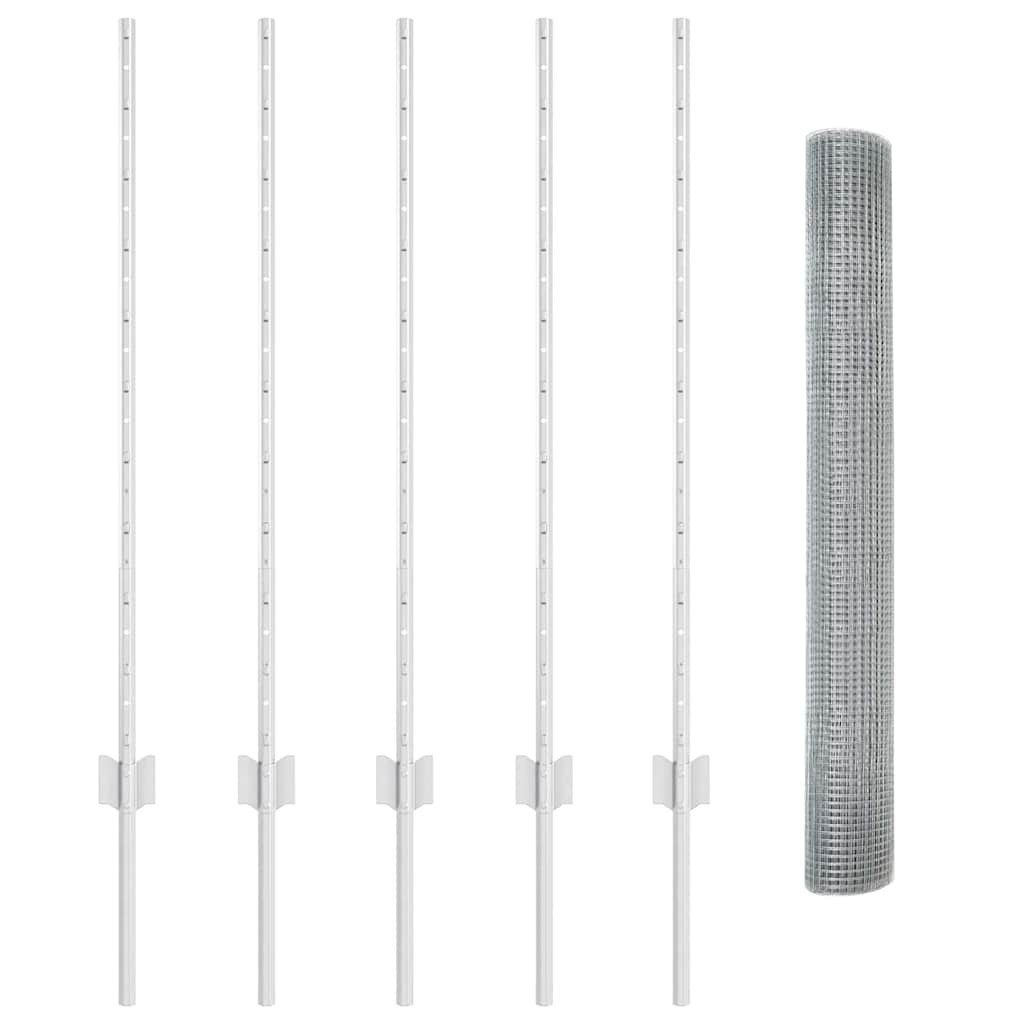vidaXL Gartenzaun Schweißdrahtzaun mit Pfosten 10 x 1 m (B x H), (1-St ...