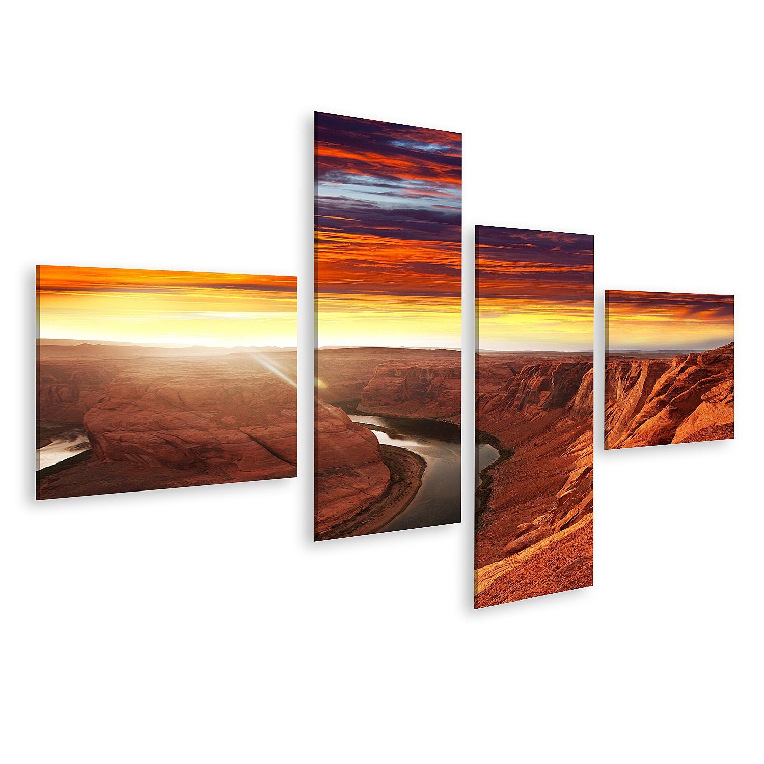 islandburner Leinwandbild Bild auf Leinwand Horse Shoe Bend Arizona Grand Canyon bei Sonnenunter