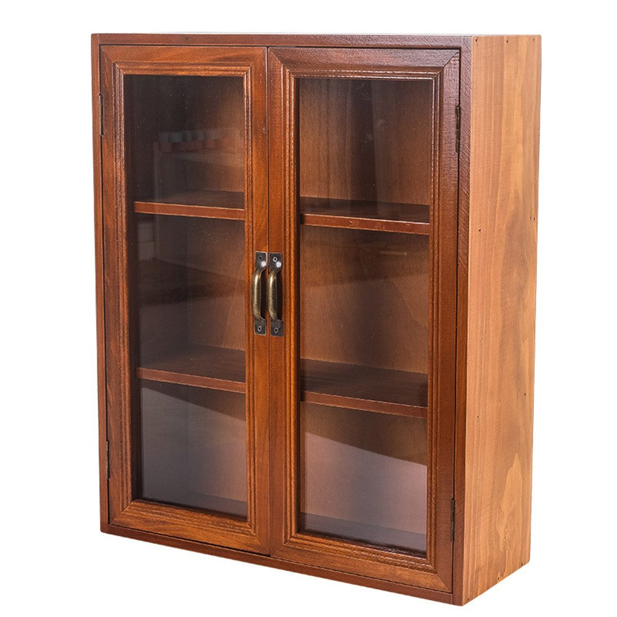 Dopwii Beistellschrank Lagerschrank Hölzerner Vintage Vitrinenschrank