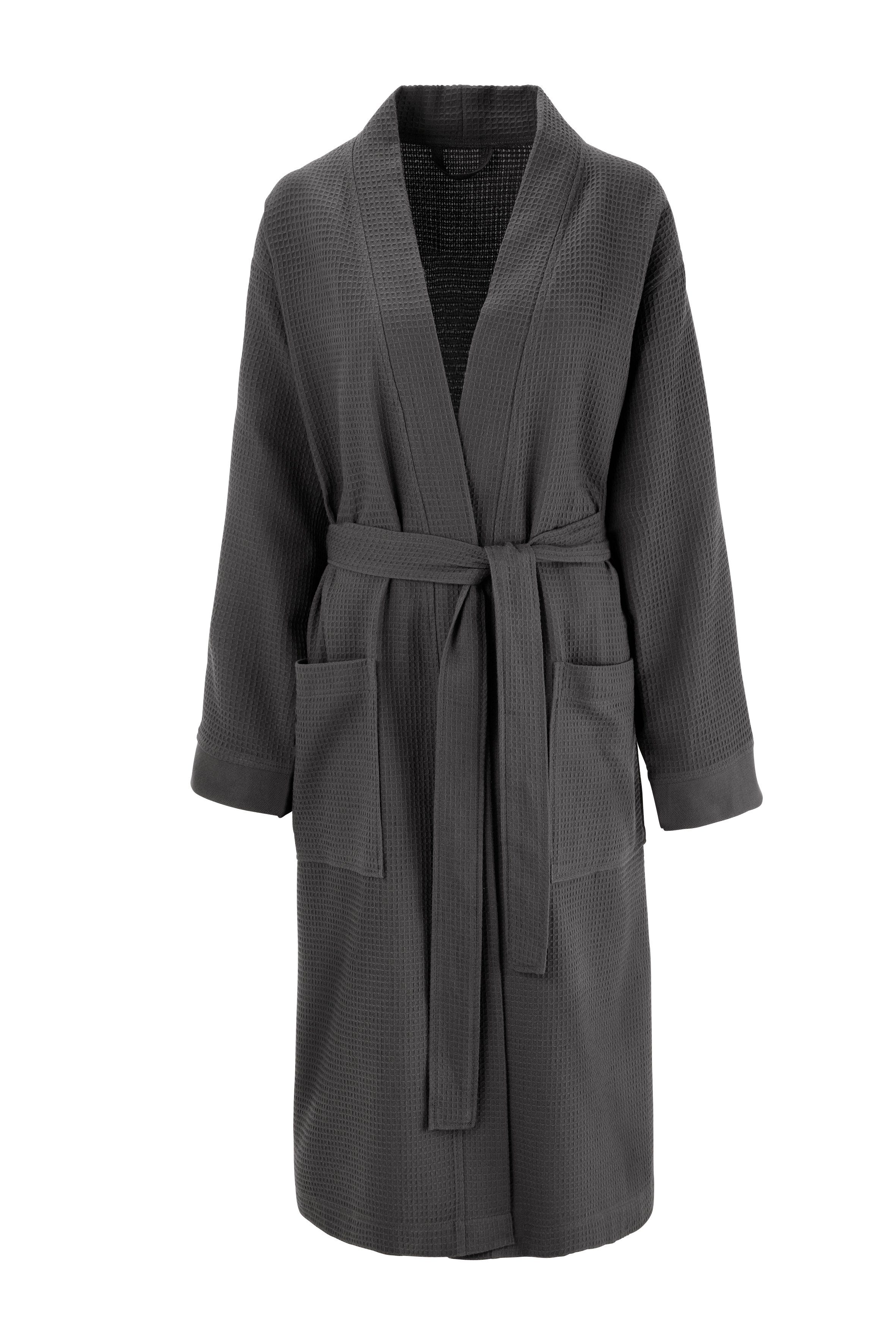 My Home Unisex Bademantel Vanessa Langform Baumwolle Kimono Kragen