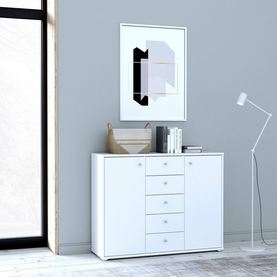 Newroom Kommode Filius Kommode Weiß Modern Sideboard Highboard Büro