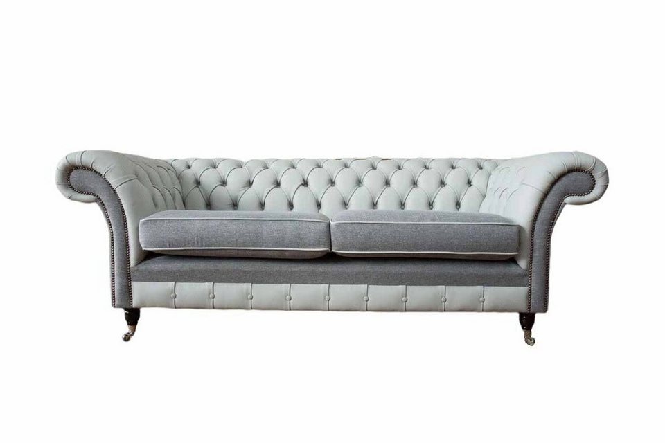 Jvmoebel Sofa Sofa 3 Sitz Leder Möbel Sofas Stoff Grau Couch Polster