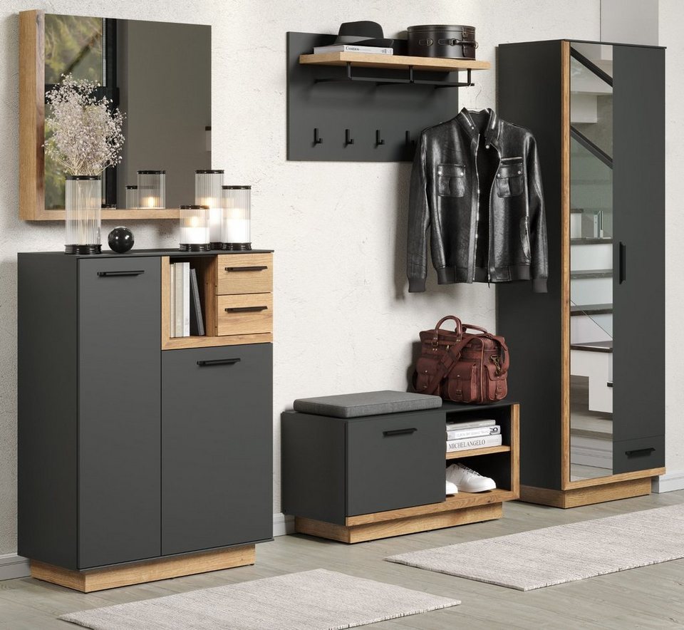Furndesign Garderoben Set Synnax Flurgarderobe In Grau Mit Evoke