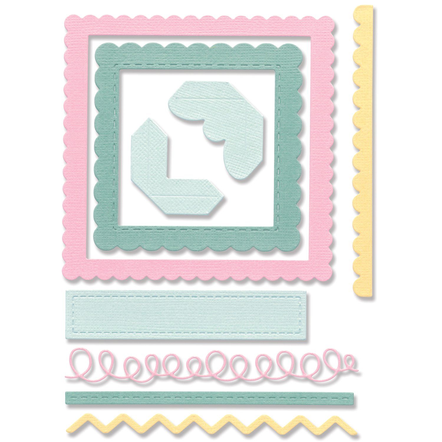 Sizzix Motivschablone Thinlits Stanzschablone Fabulous Frames & Borders, 9 Teile