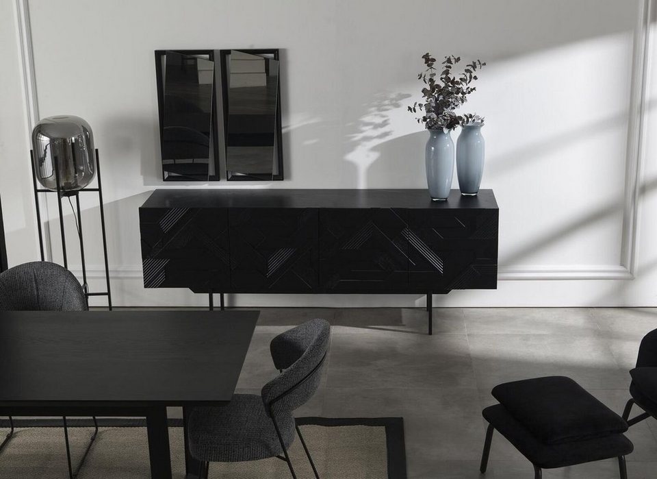 Jvmoebel Sideboard Schwarzes Luxus Sideboard Kommode Schrank 208cm Mit