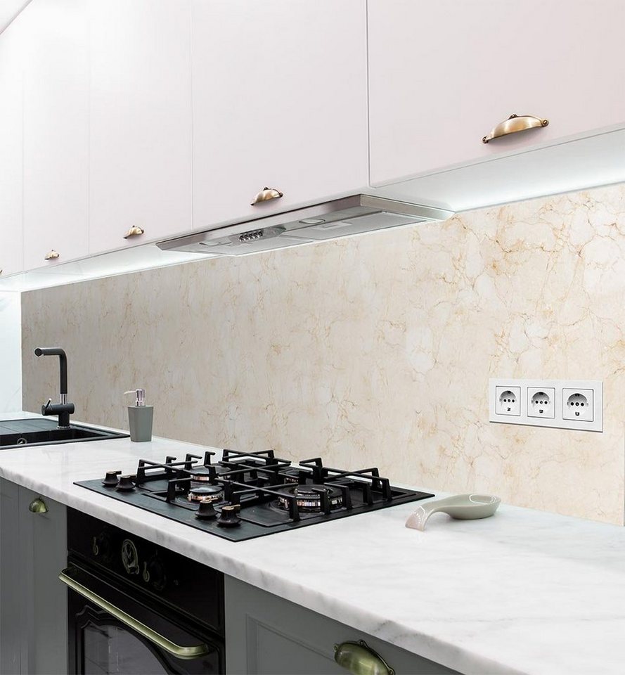 Mymaxxi Dekorationsfolie Küchenrückwand Marmor Beige Hell Selbstklebend