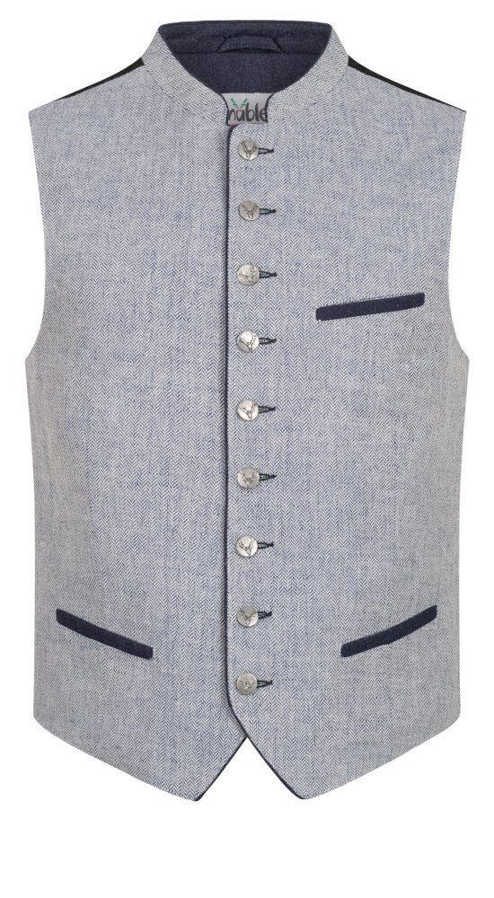 Nübler Trachtenweste Trachtengilet Kajetan in Blau von Nübler