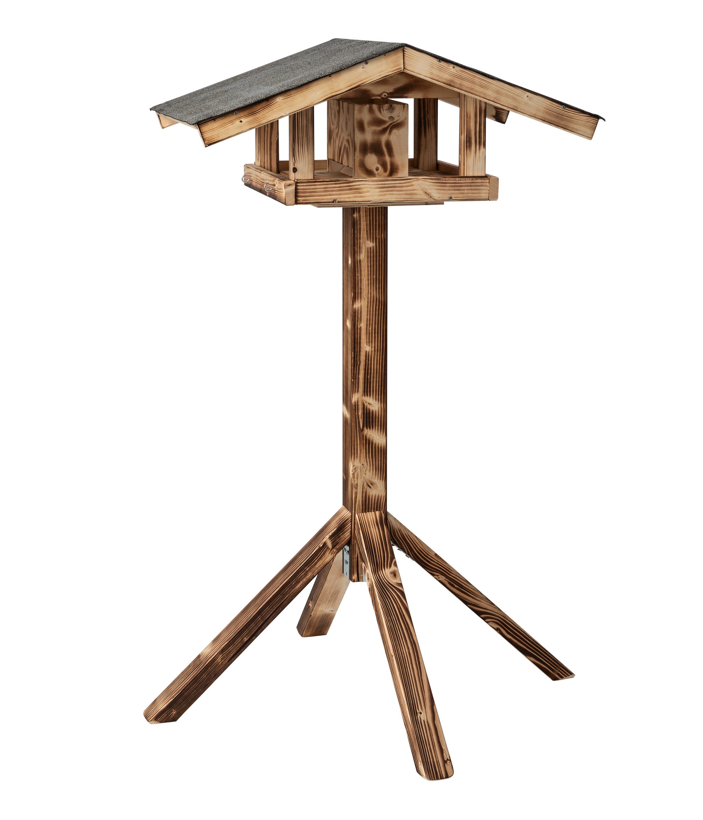 Dehner Vogelhaus Karwendel, inkl. Ständer, 127.2 x 84.3 x 84.3 cm, aus geflammten Fichtenholz ...