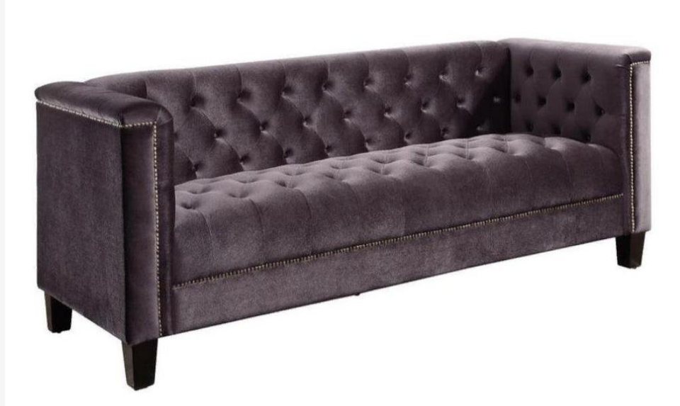 Jvmoebel Chesterfield Sofa Hellgrau Dreisitzer Textil Chesterfield