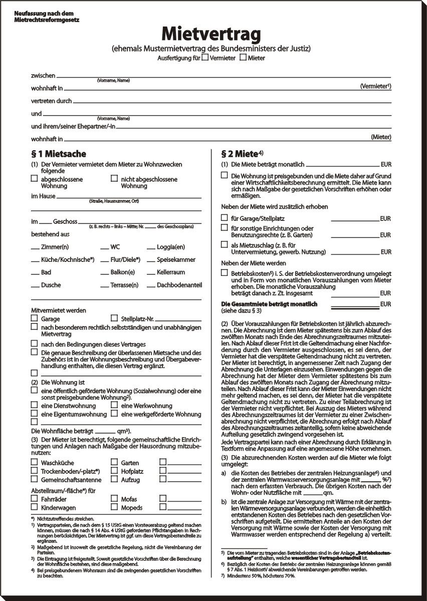 Sigel Formularblock Mietvertrag A4 hoch 90g/qm ehemals ...