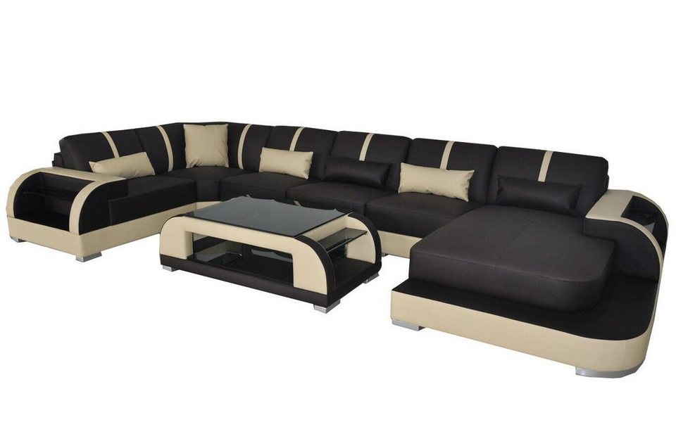 Jvmoebel Ecksofa Leder Couch Mit Usbpolster Sitz Garnitur Moderne