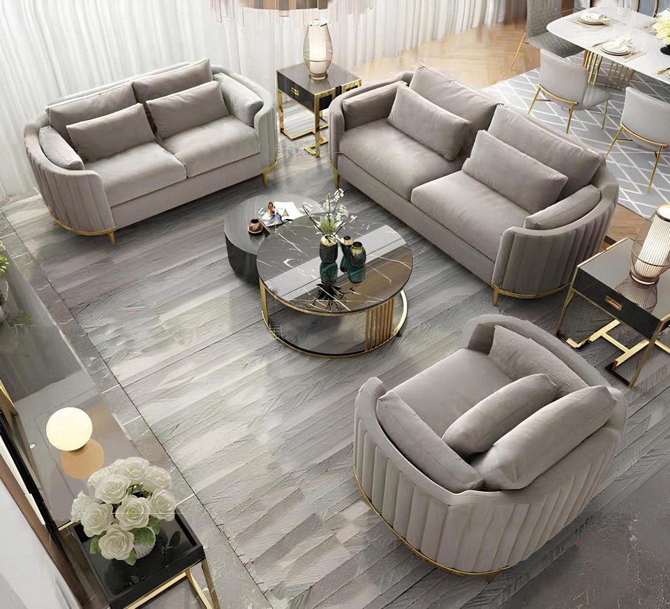 Xlmoebel Polstergarnitur Neue Textil Chesterfield Designer Sofa Set Mit