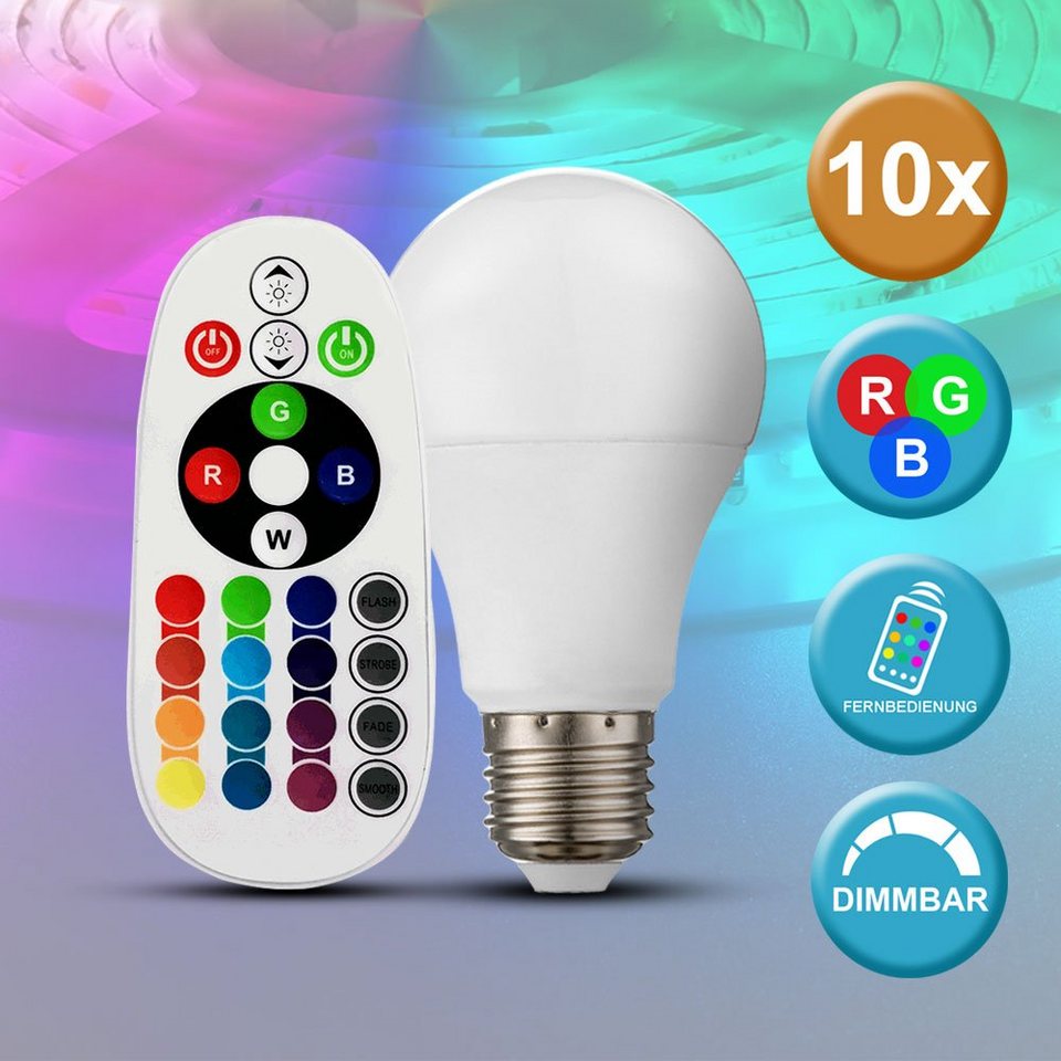 Etc Shop Led Leuchtmittel 10er Set Rgb Led 6 Watt Leuchtmittel E27