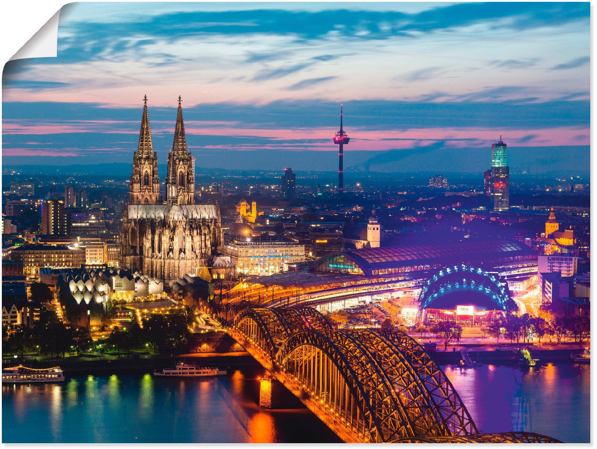 Artland Wandbild Köln Panorama Am Abend Deutschland 1 St In