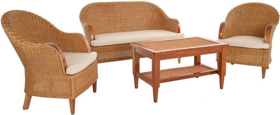 Krines Home Sitzgruppe Rattangruppe Club Stil Rattan Garnitur
