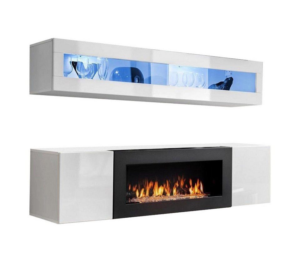 Jvmoebel Wohnzimmer Set Garnitur Wohnwand Luxus Weiß Hänge Sideboard