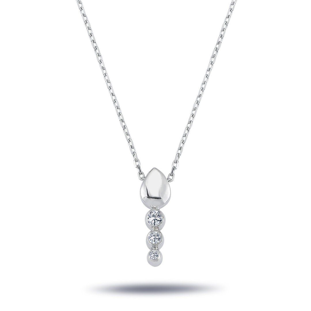 EinStein Diamant Goldkette Diamant Halskette mit 0,10 Carat Tria-Anhänger in 14 Karat Weißgold ...