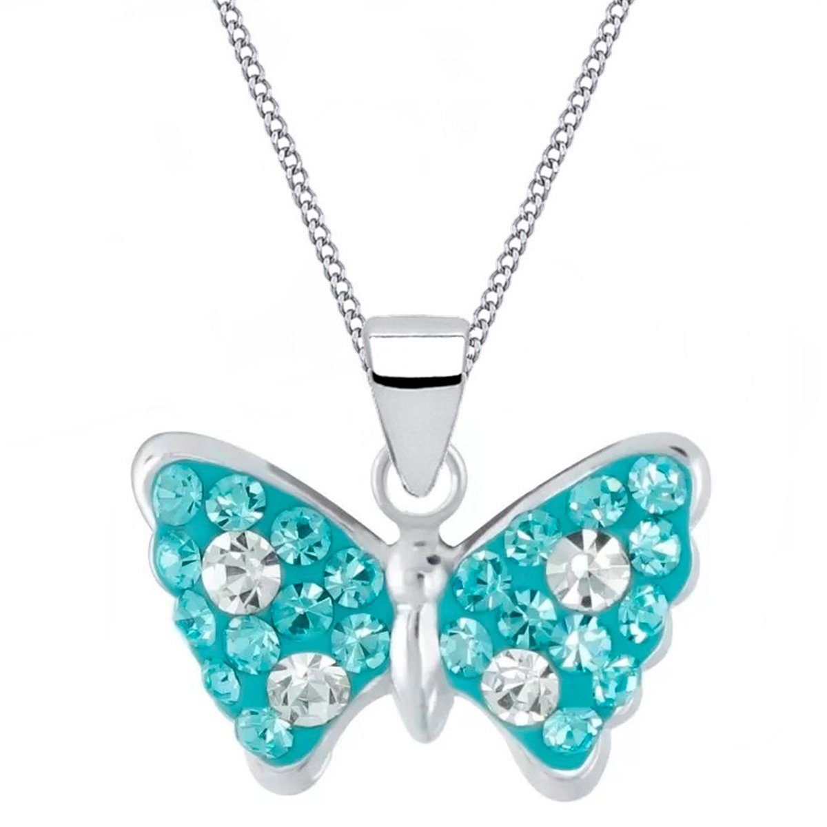 Goldene Hufeisen Kette mit Anhänger Schmetterling Anhänger mit 38 cm Halskette 925 Silber mit ...