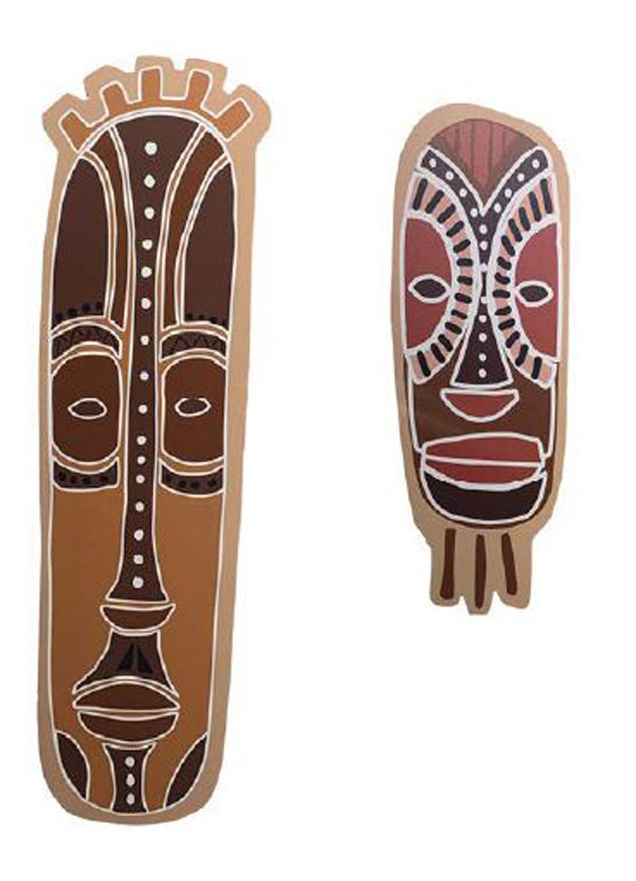 More2home Wanddekoobjekt Mondiart Mask 2er Set Aus Holz Bl Ca 20