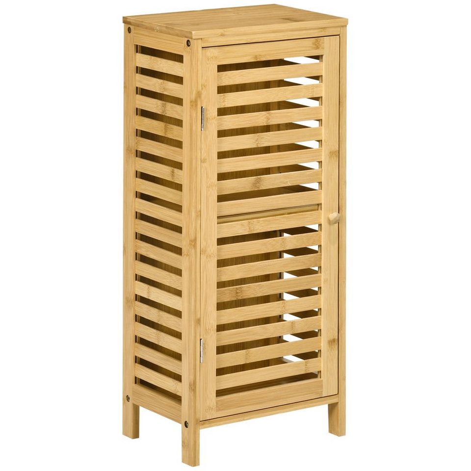 Kleankin Badkommode Badezimmerschrank Mit Lamellentür 2 Fächern