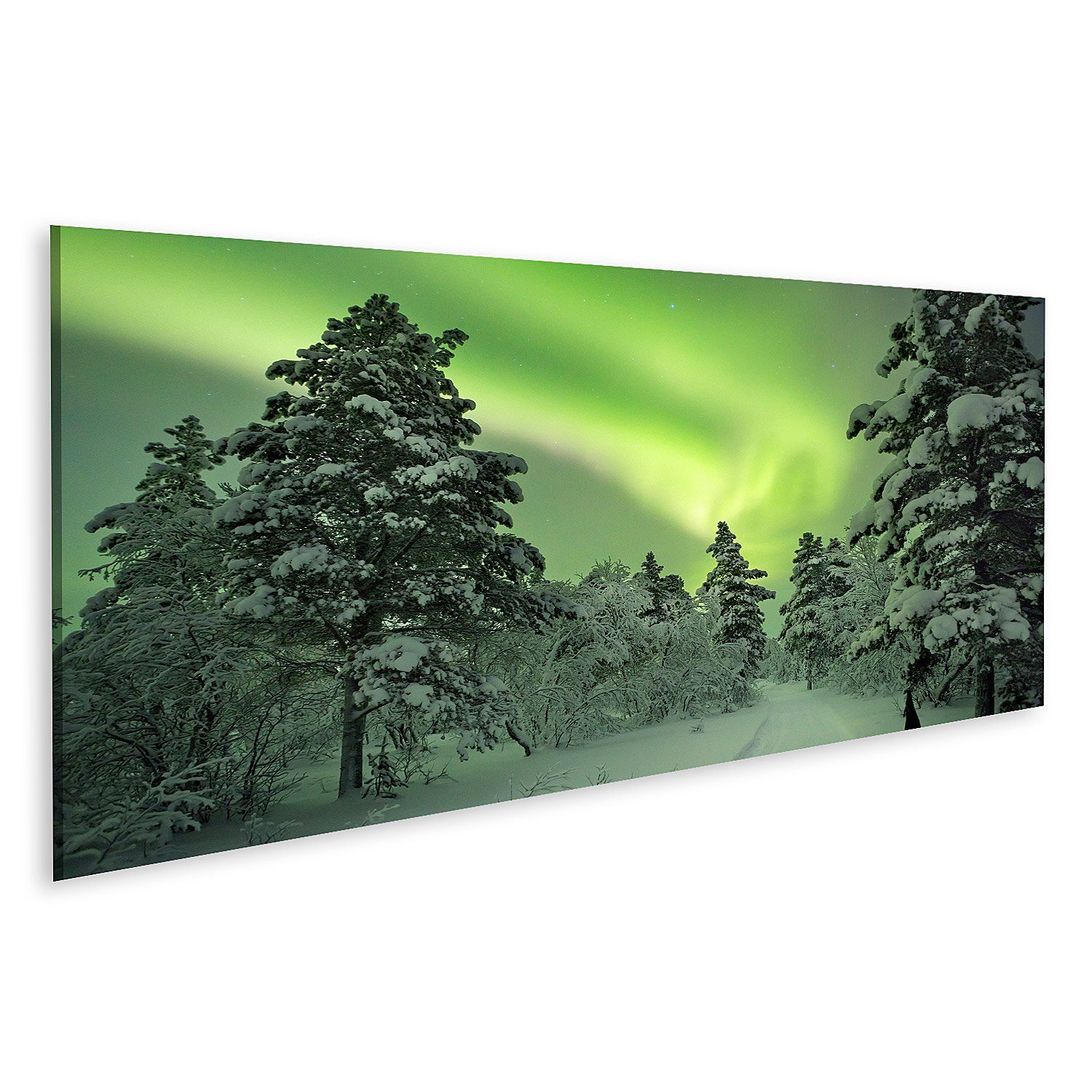 islandburner Leinwandbild Bild auf Leinwand Spektakuläre Aurora Borealis über Pfad Winterlandsch