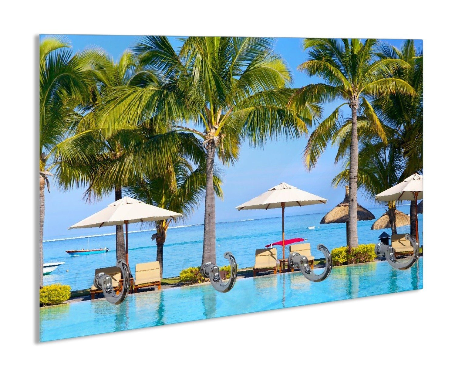 Wallario Handtuchhalter Sonnenschirme Am Südsee Palmenstrand Mit Blauem