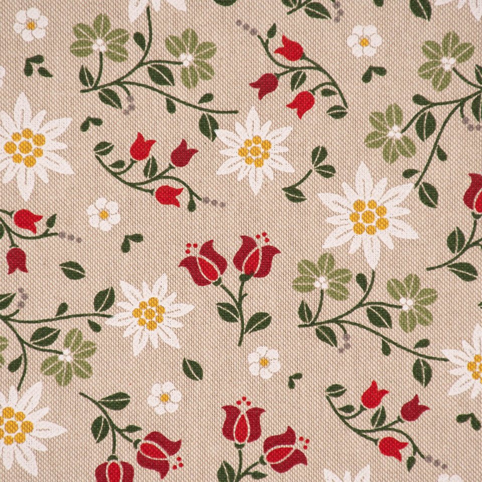 SchÖner Leben Stoff Dekostoff Leinenlook Landhaus Edelweiß Blumen
