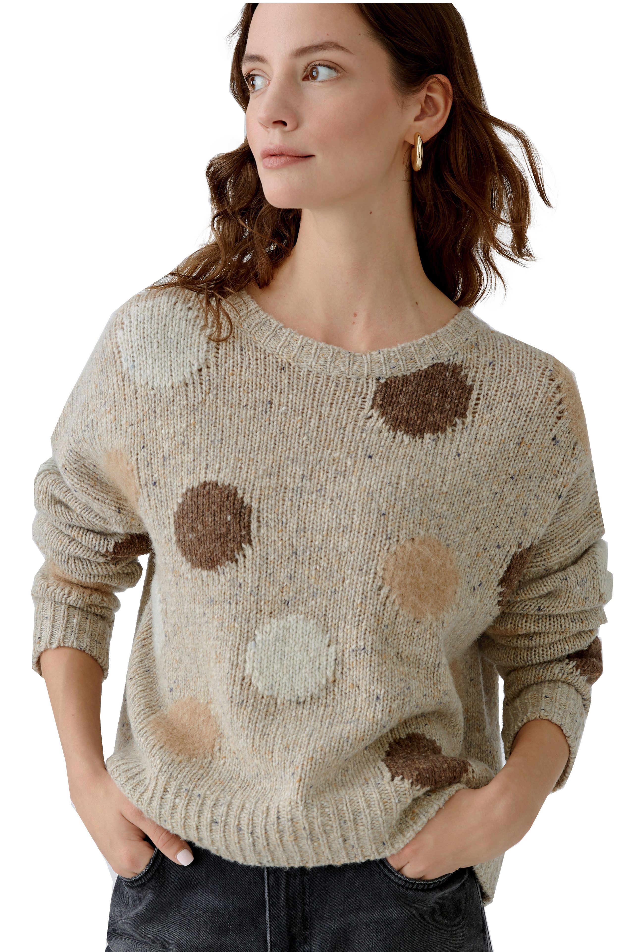Oui Strickpullover Oui Damen Pullover mit eingestricktem Punktedesign ...