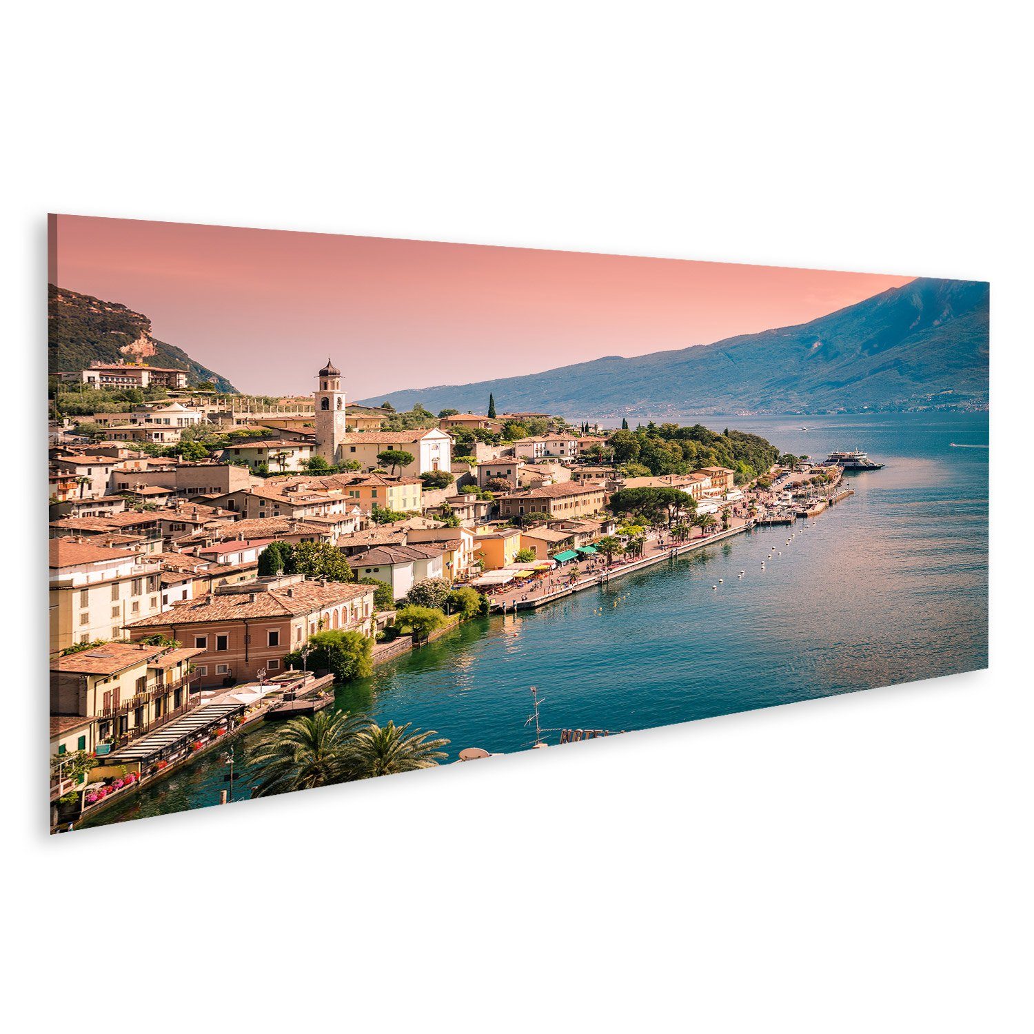 islandburner Leinwandbild Bild auf Leinwand Panorama Von Limone Sul Garda Einer Kleinen Stadt Am