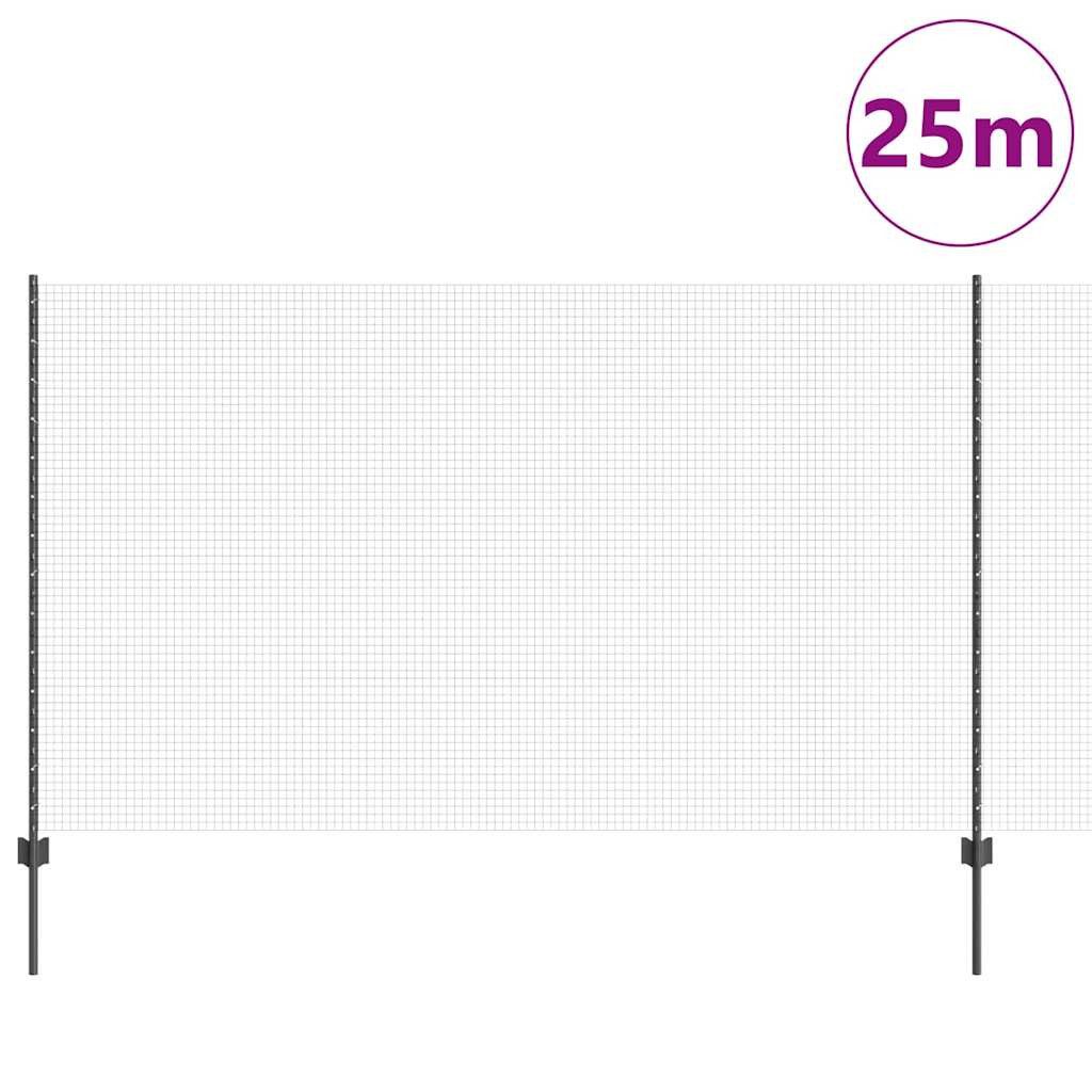vidaXL Gartenzaun Schweißdrahtzaun mit Pfosten 25 x 1,4 m (B x H), (1 ...