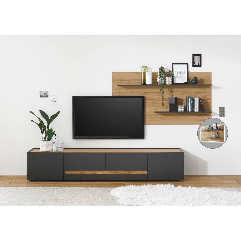 Lomadox Tv Wand Crisp 61 2 Tlg Wohnwand Set Mit Beleuchtung In