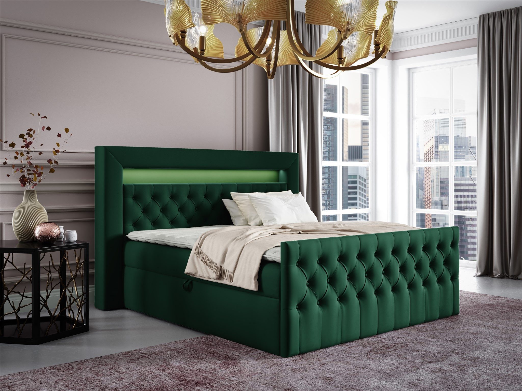 Fun Möbel Boxbett Schlafzimmerbett ERNESTO Nr.1 in Stoff Elisa Velvet (inkl. Topper, Auch mit ...