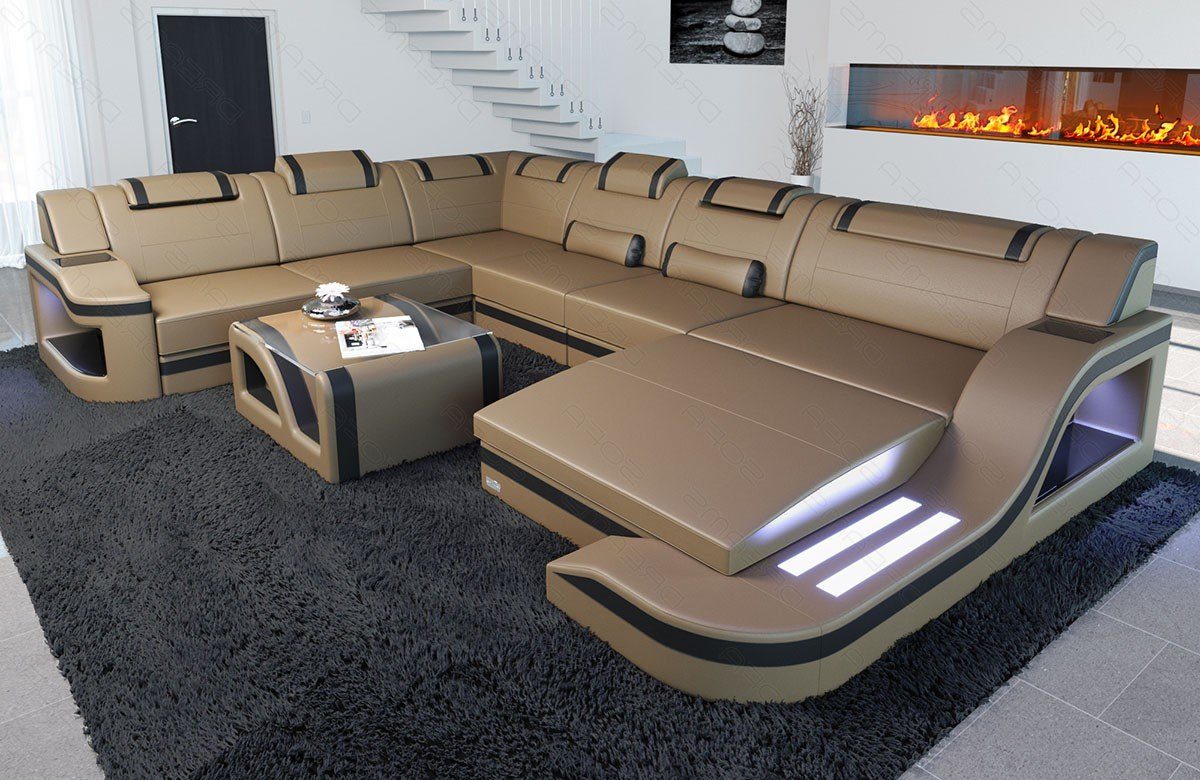 Sofa Dreams Wohnlandschaft Ledercouch Sofa Leder Palermo XXL U Form ...