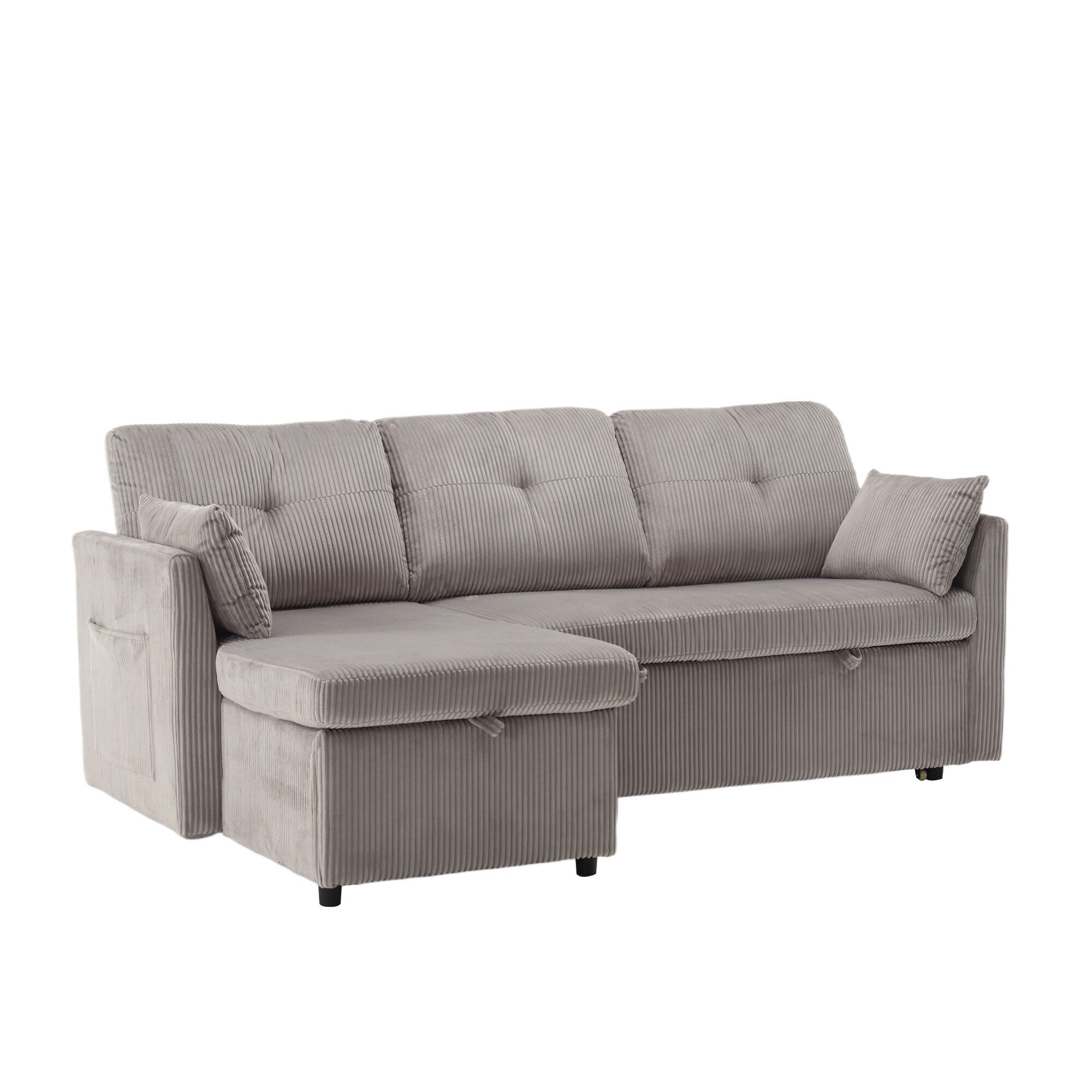 Yorbay Schlafsofa Ecksofa mit Bettfunktion und Stauraum, inkl. 3 Rückenlehnen, 2 Kissen, L ...