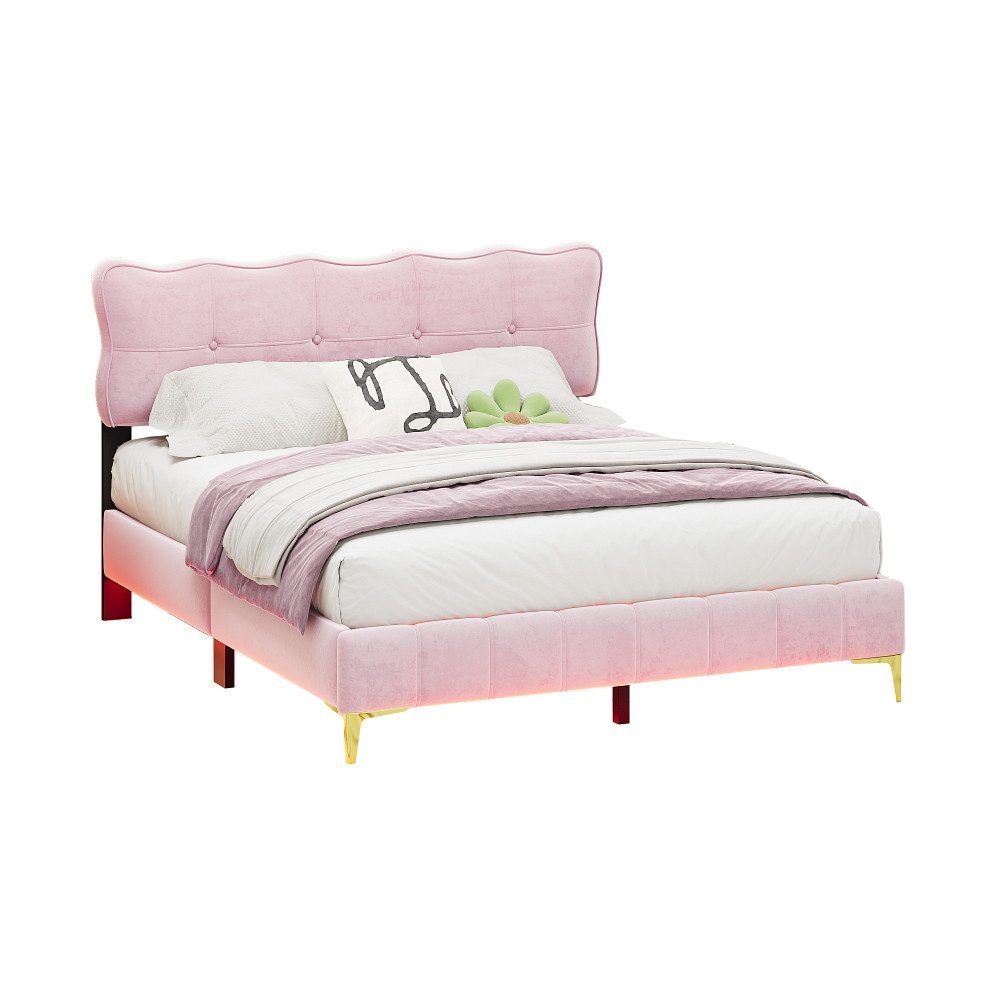 Rutaqian Polsterbett Paris Jugendbett Doppelbett Mit Led Leuchten