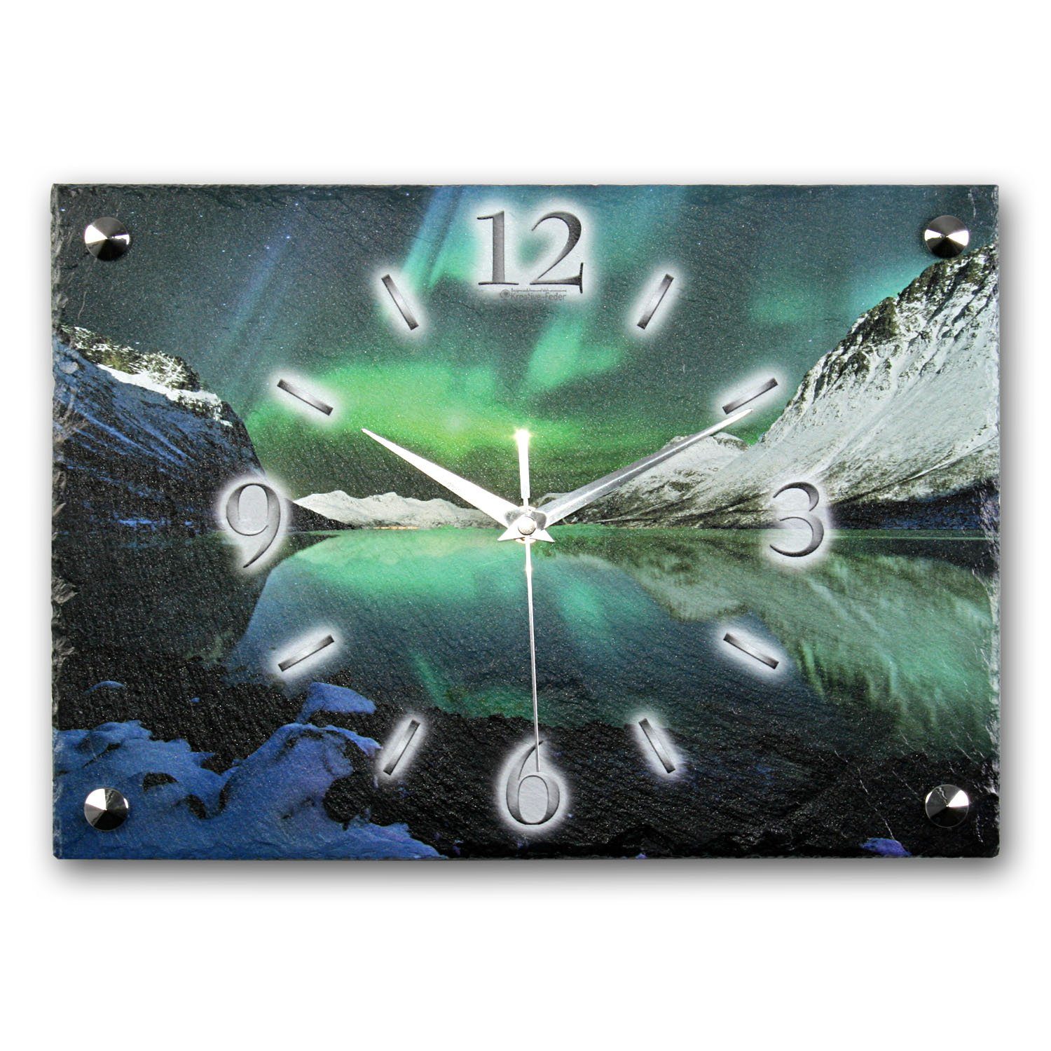 Kreative Feder Wanduhr Polarlichter Designer Wanduhr Lautlose