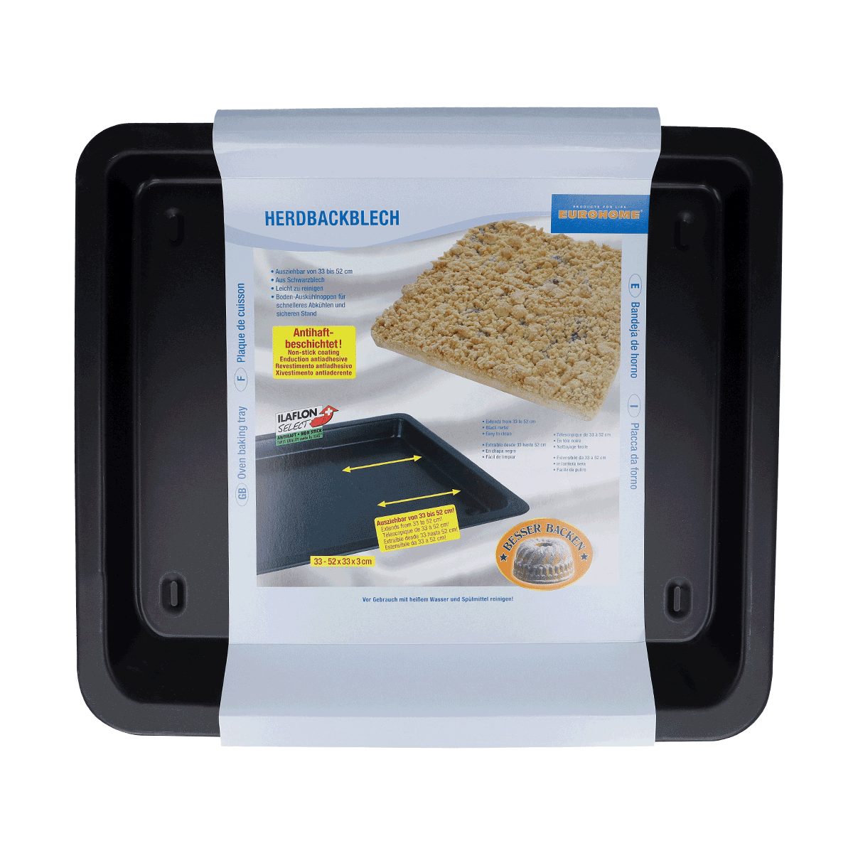 EUROHOME Backblech ausziehbar mit Auskühlnoppen Antihaftbeschichtung ...