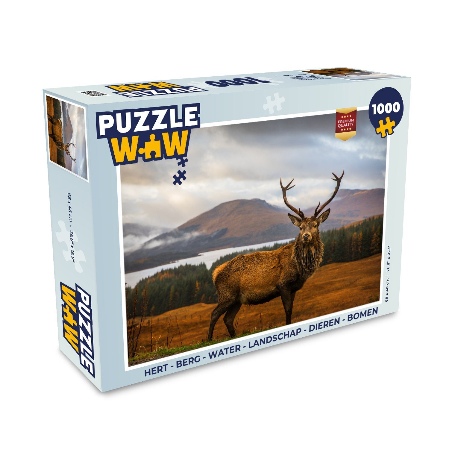 MuchoWow Puzzle Hirsche - Berge - Wasser - Landschaft - Tiere - Bäume, Puzzleteile, Foto-Puzzle ...