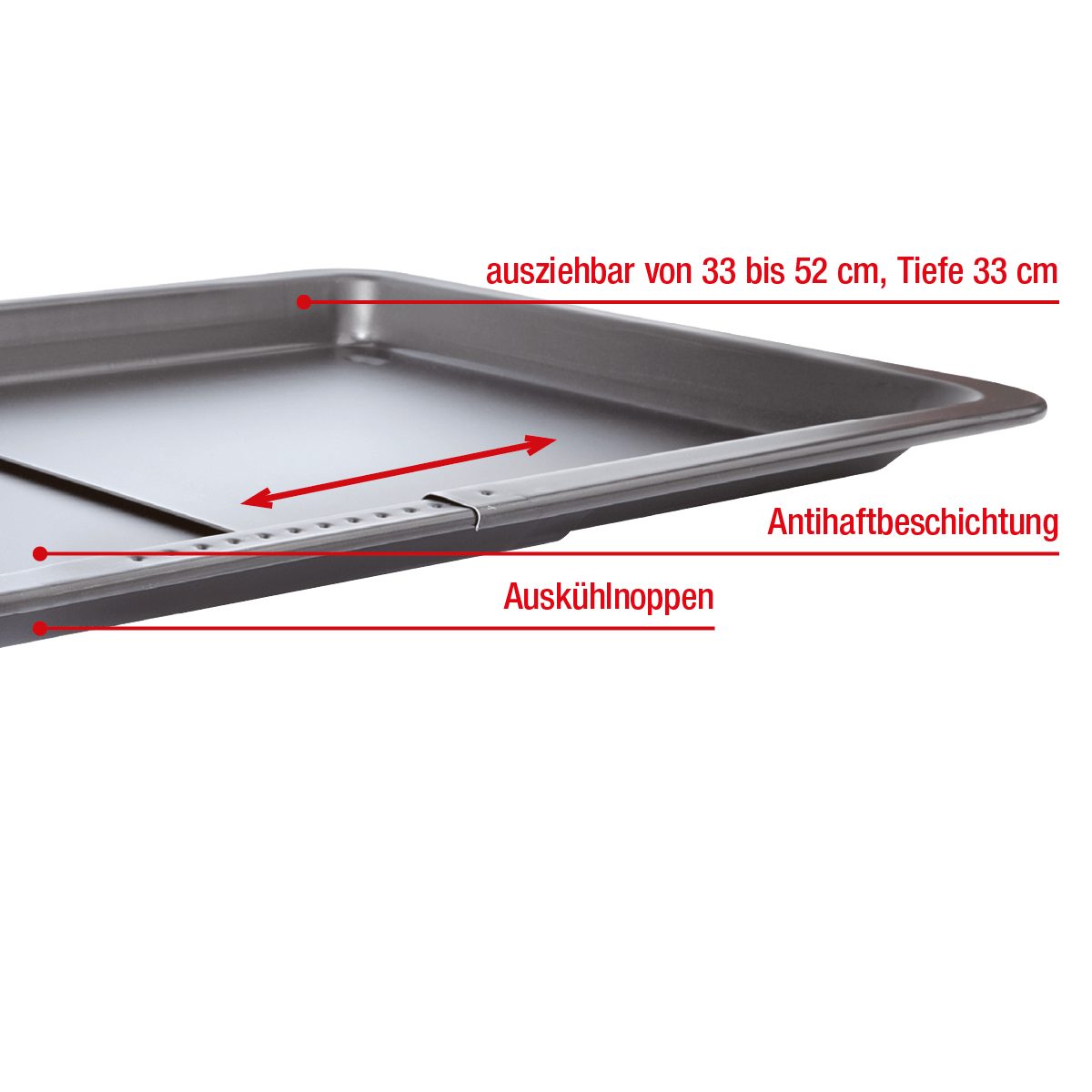EUROHOME Backblech ausziehbar mit Auskühlnoppen Antihaftbeschichtung ...