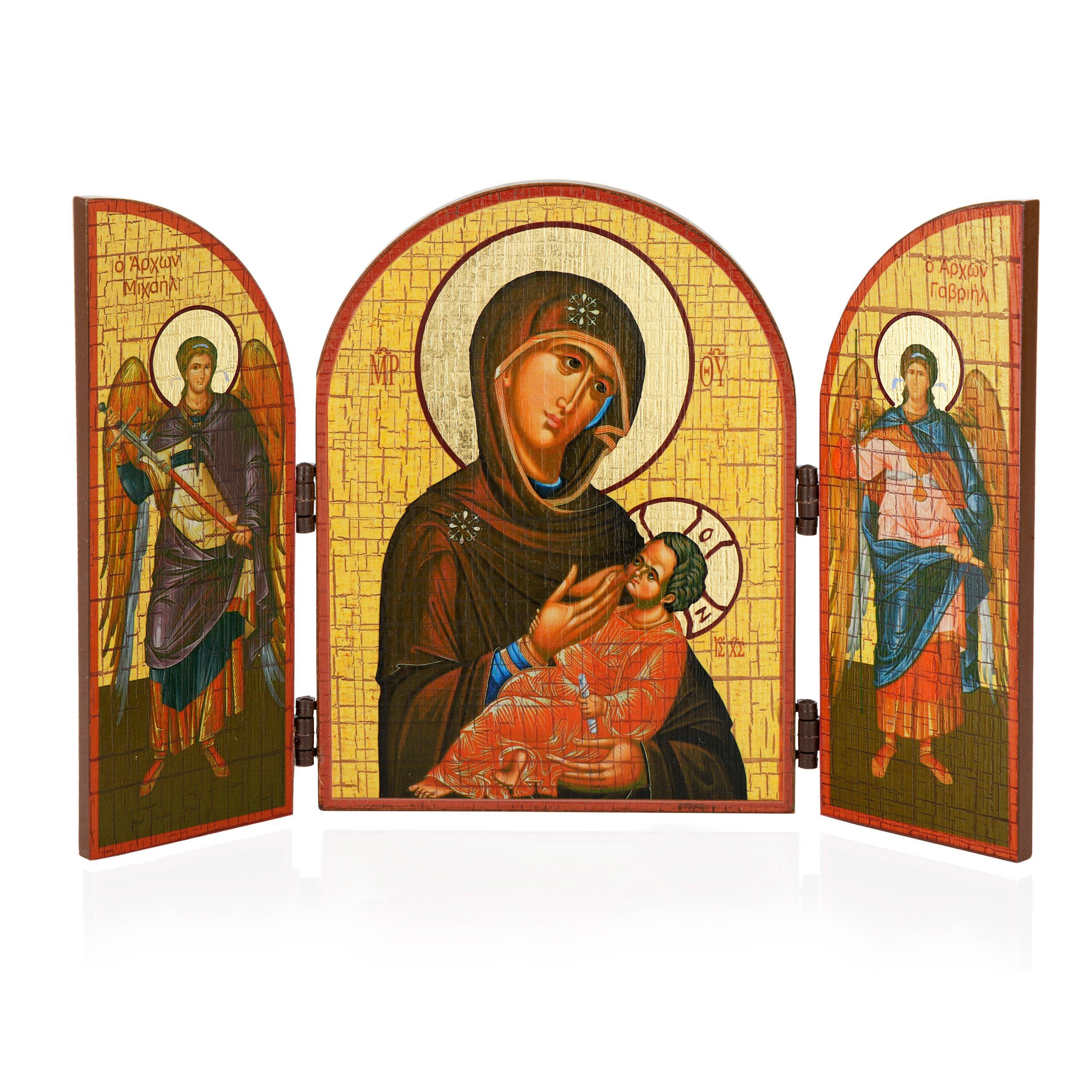 NKlaus Bild Maria lactans /stillende Maria Ikone Triptychon Holz 25x16cm Christlic, Religion