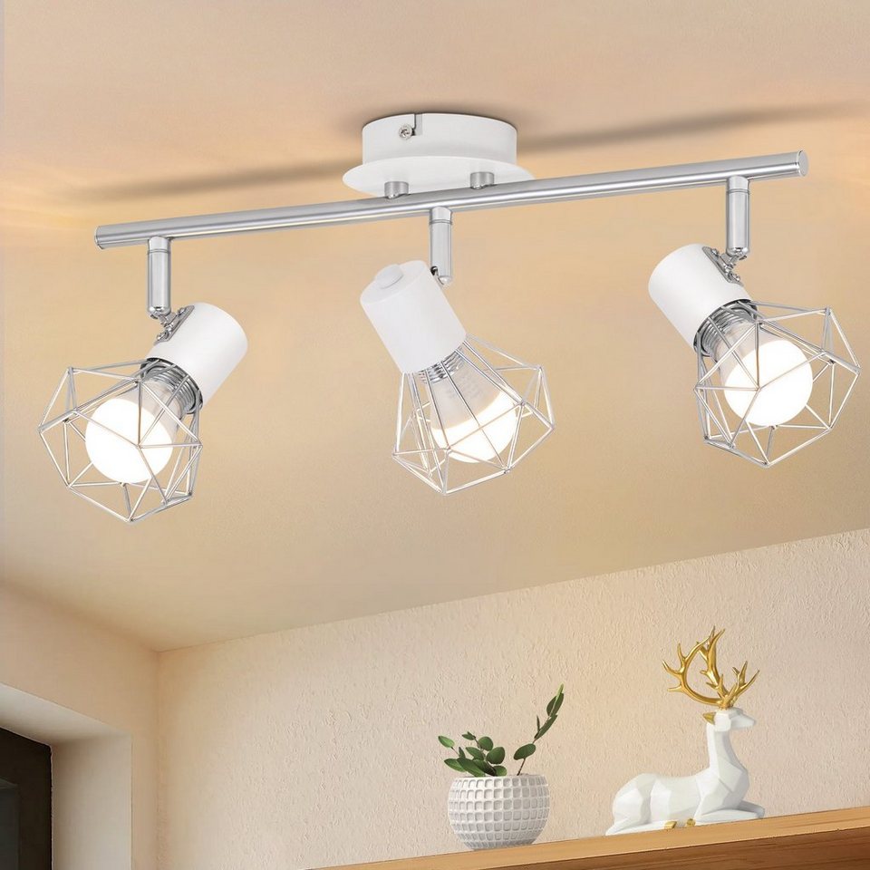 Zmh Led Deckenstrahler 3 Flammig Deckenspots Weißschwarz Retro