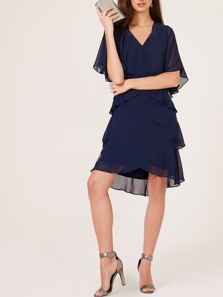 Pyl Cocktailkleid Damen Elegant 2 In 1 Kleid Mit Mantel Midi Chiffon