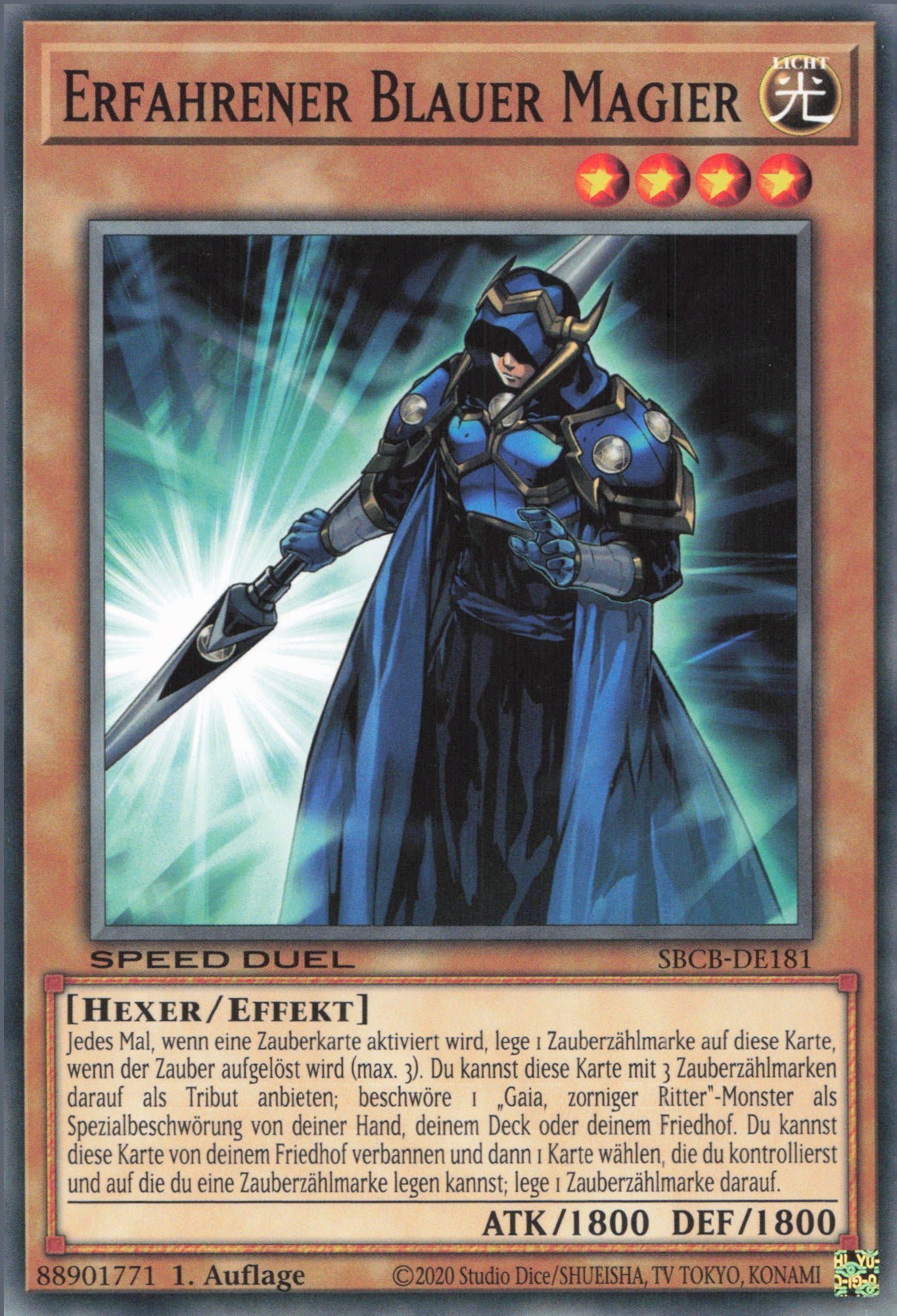 Recollectibles Sammelkarte Yugioh Karte Erfahrener Blauer Magier