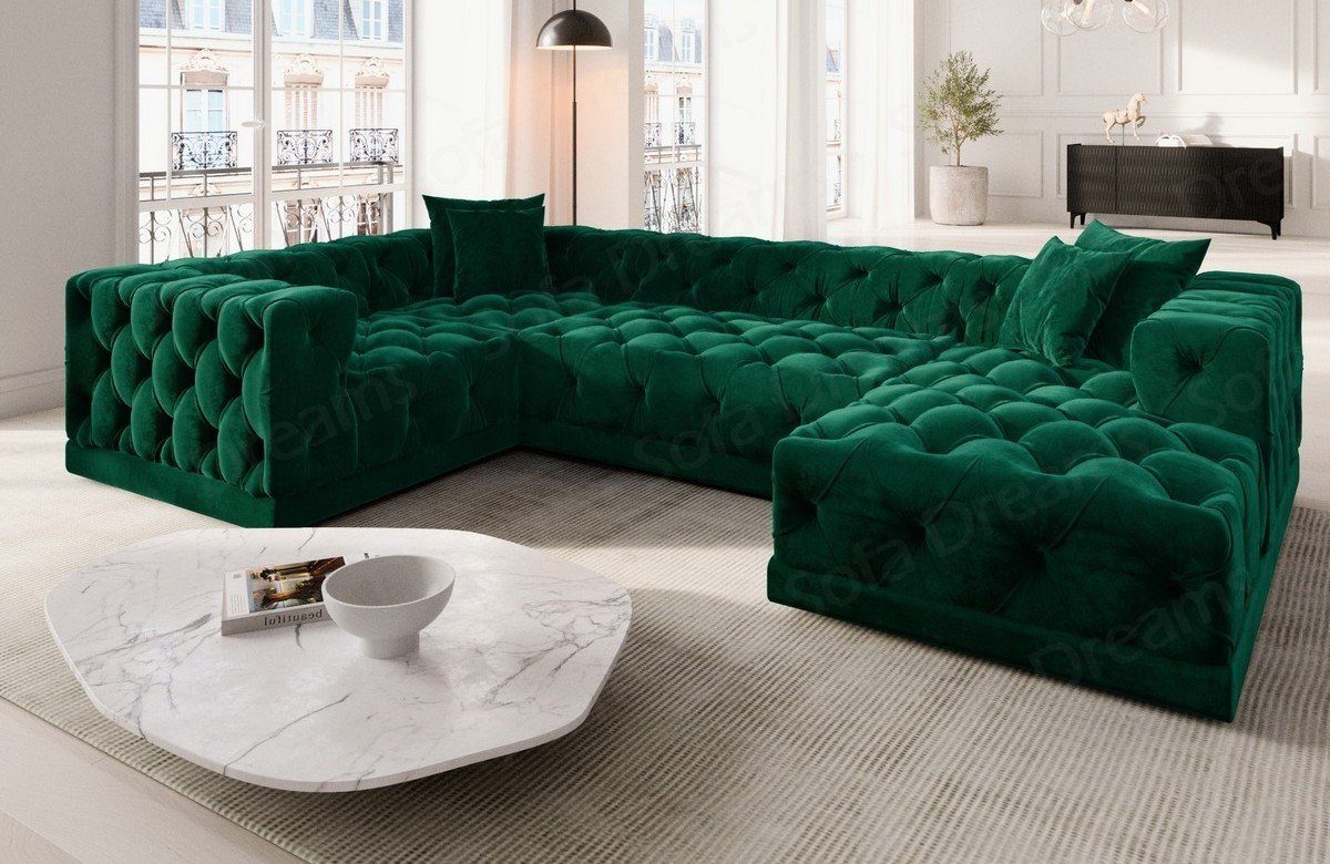 Sofa Dreams Wohnlandschaft Designer Stoff Sofa Palma U Form Samtstoff