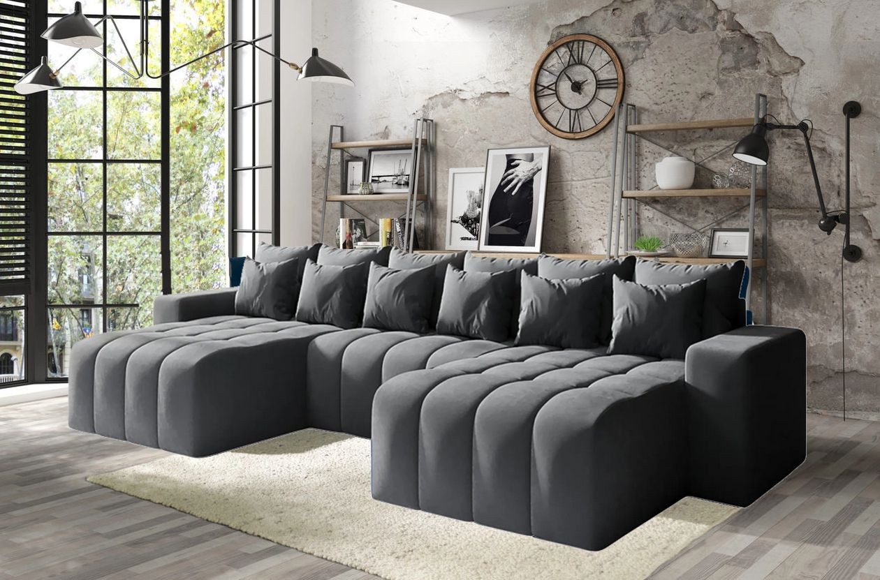 DB-Möbel Ecksofa BATTUMI-U - Eckcouch mit Schlaffunktion, 370 cm breit ...